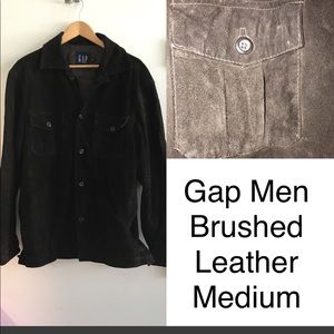 GAP | Jackets & Coats | Mens Brown Brushed Leather Jacket Gap Medium ...
